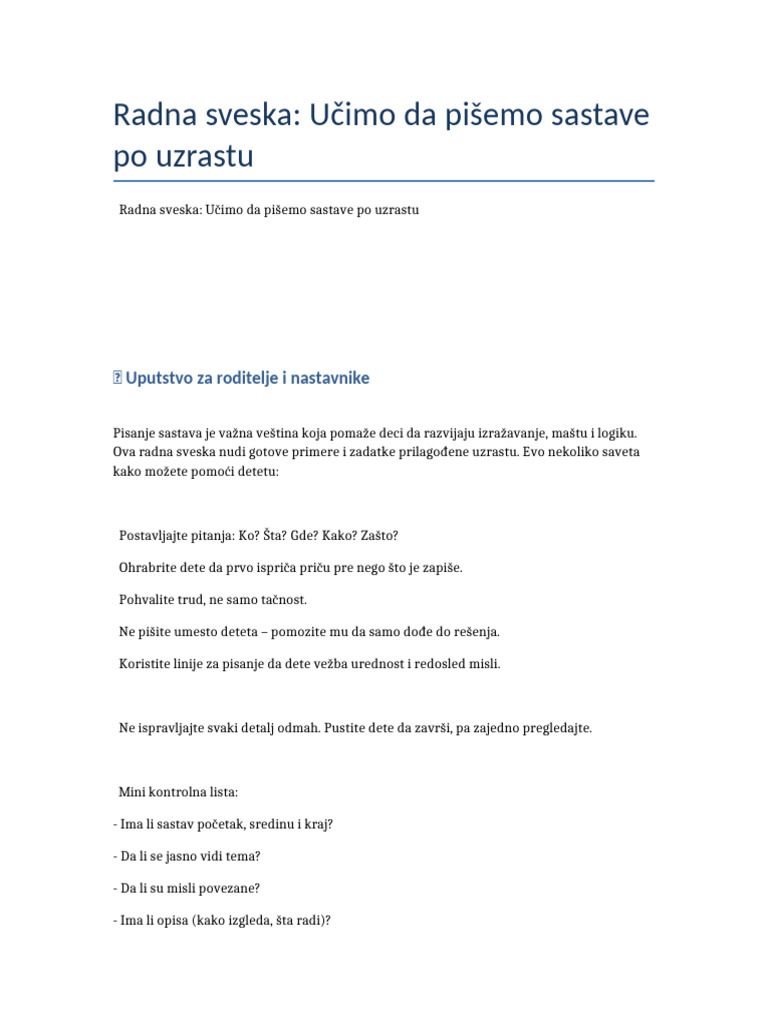 Ucimo Da Pisemo Sastave LATINICA | PDF