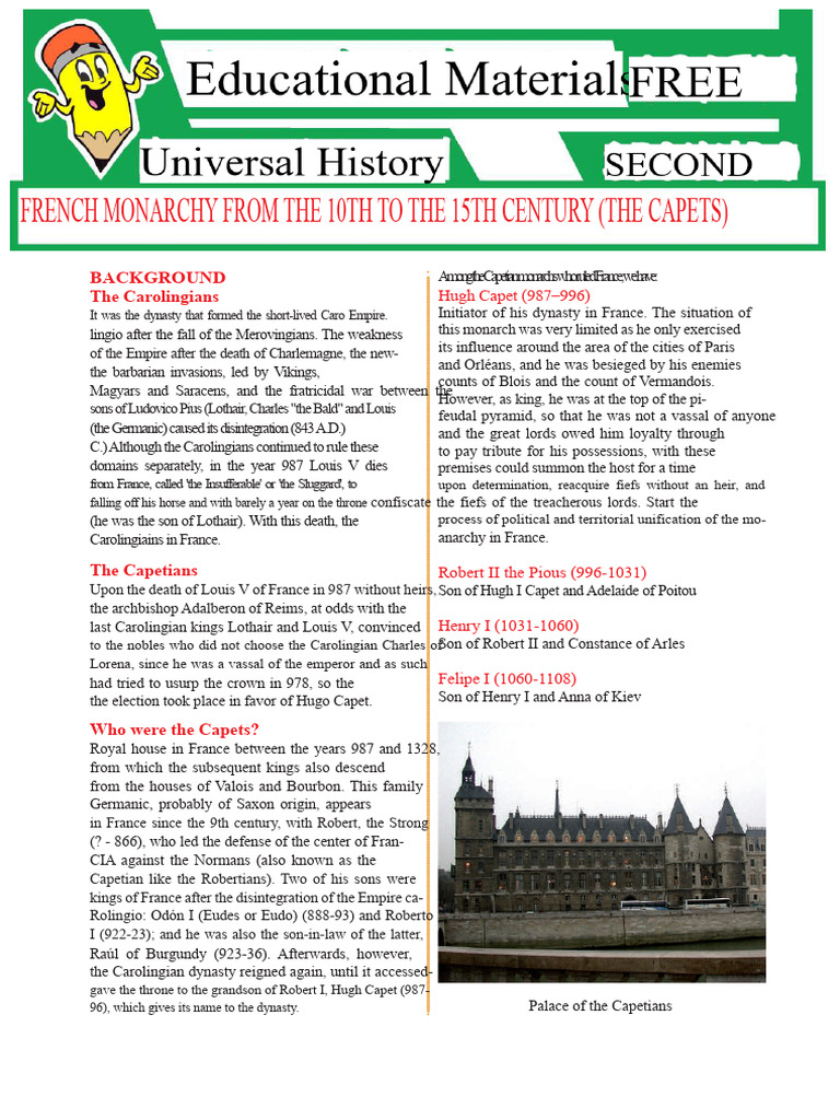 French Monarchy From The 10th To The 15th Century For Second Grade of ...