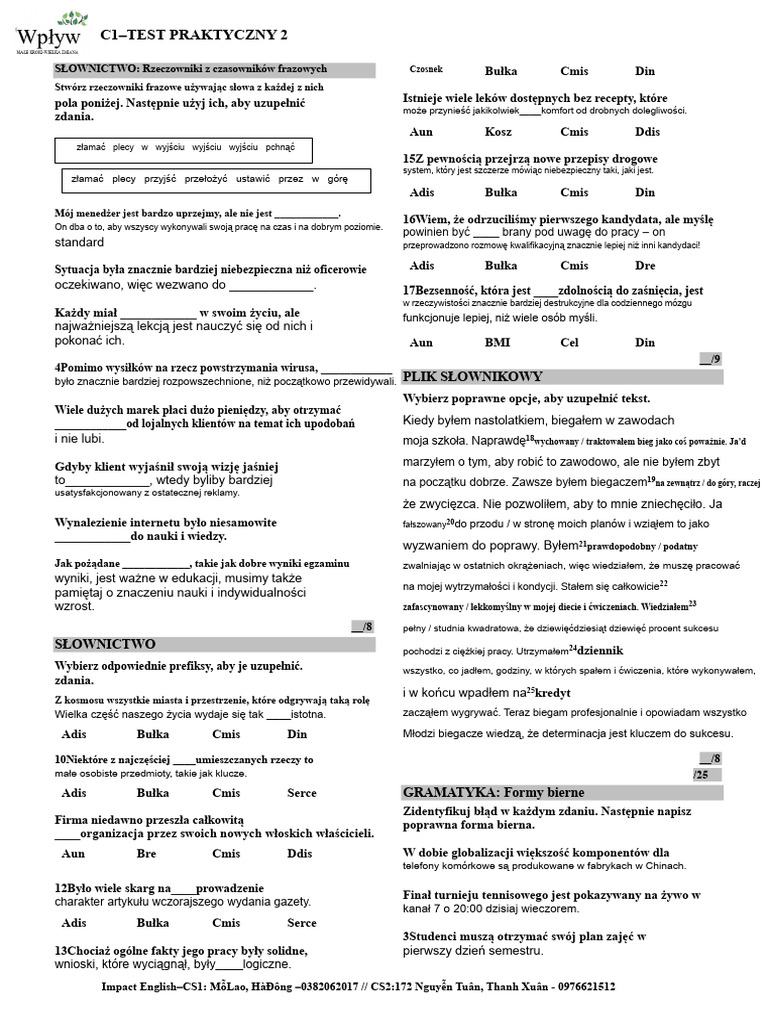 C1 - Practice Test 2 | PDF