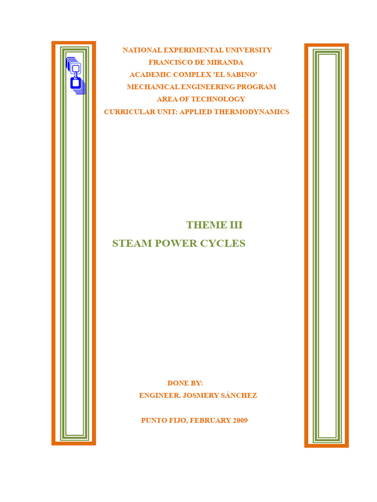 Steam Power Cycles in Thermodynamics | PDF | Steam | Steam Engine
