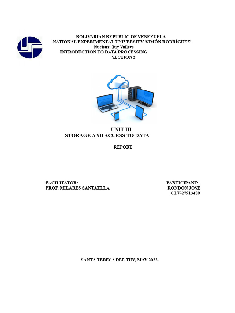 Introduction To Data Processing Unit Iii Data Structure Report Rondon ...
