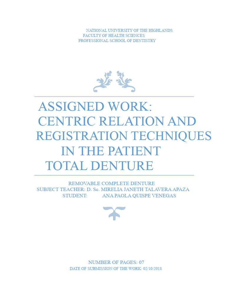 Centric Relation, Recording Techniques in Edentulous Patients. | PDF ...