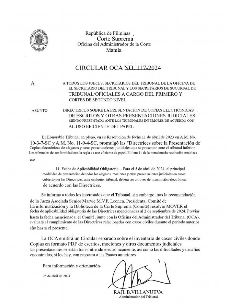 Circular OCA No. 117-2024 | PDF