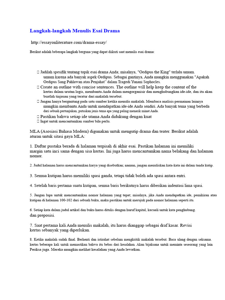 Langkah Menulis Esai Drama Efektif | PDF
