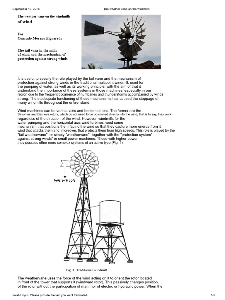 Windmill Tail Vane Mechanisms Explained | PDF | Turbine | Wind Turbine