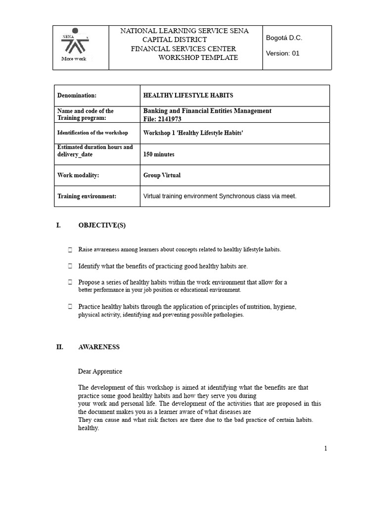 Healthy Lifestyle Habits Workshop Guide | PDF | Obesity | Calorie