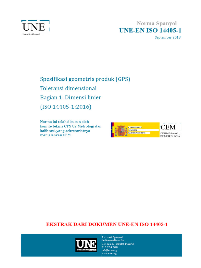 Toleransi Dimensional UNE-EN ISO 14405-1 | PDF