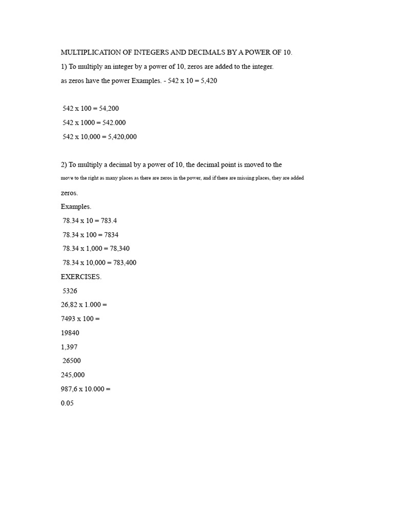 Multiplying and Dividing by Powers of 10 | PDF | Division (Mathematics ...