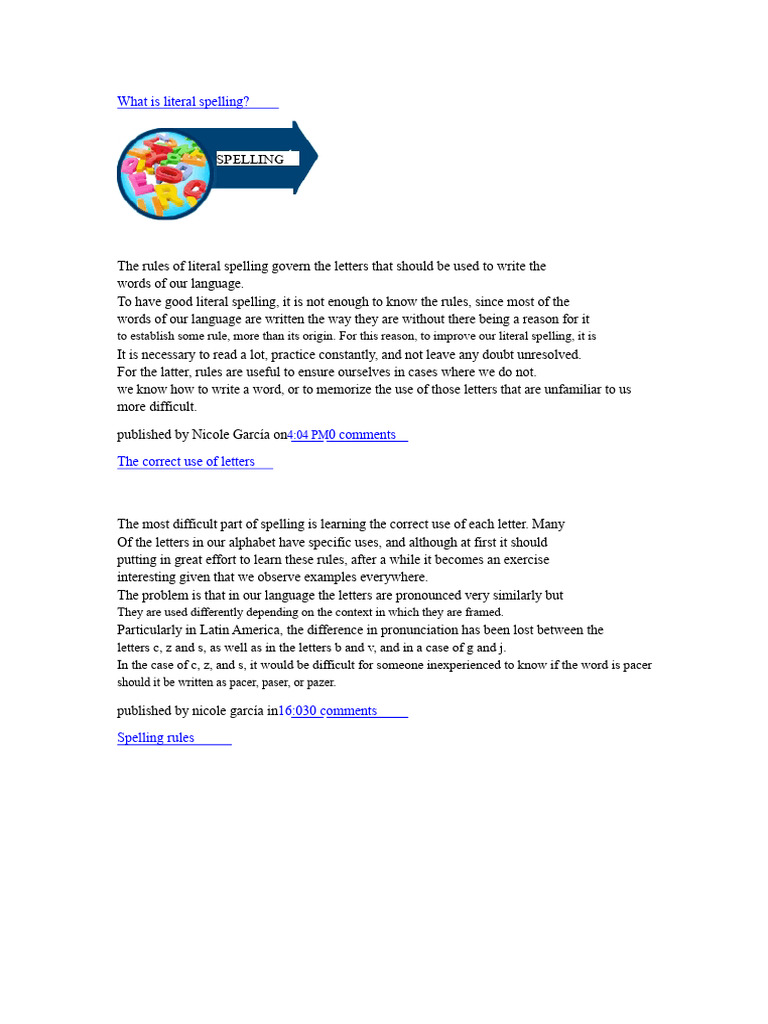 Understanding Literal Spelling Rules | PDF | Spelling | Word