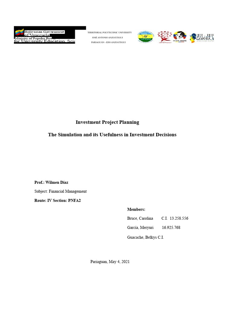 Financial Management - Topic 2 Simulation in Investment Project | PDF ...