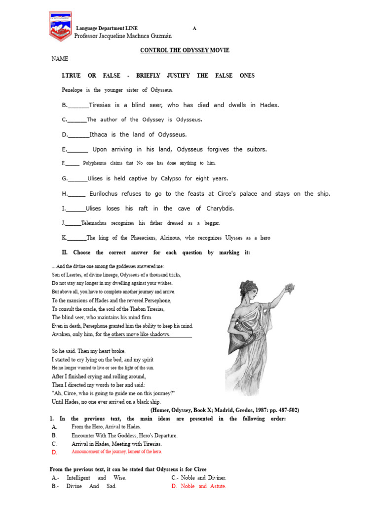 Odyssey Movie Control Quiz | PDF | Odysseus | Odyssey