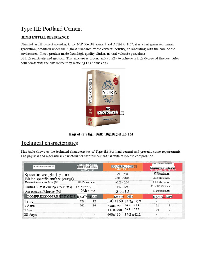 High-Performance HE Portland Cement | PDF