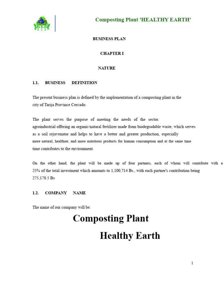 5 Business Plan To Implement A Composting Plant | PDF | Fertilizer | Soil