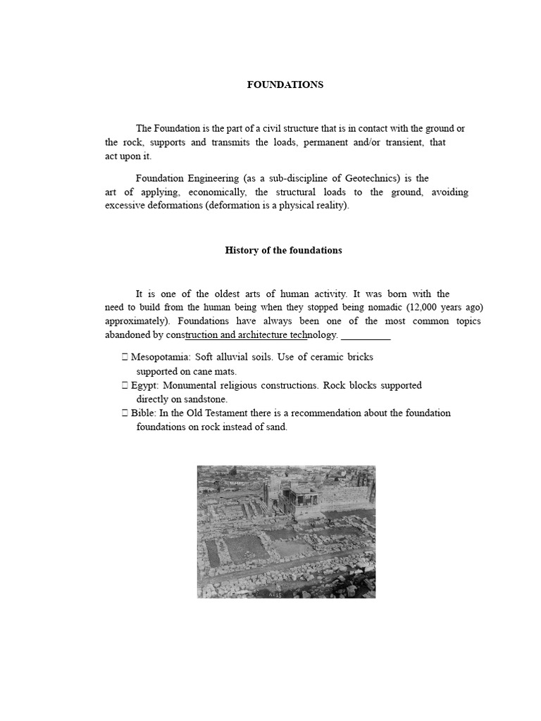 History and Types of Foundations | PDF | Foundation (Engineering ...