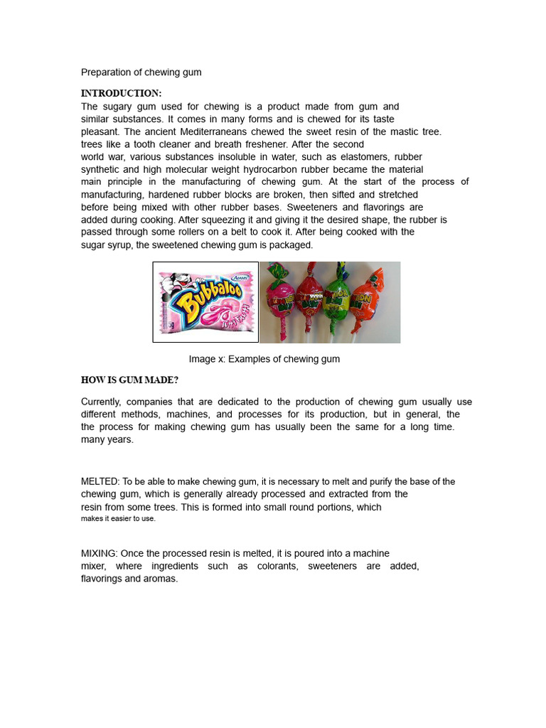 Chewing Gum Manufacturing Process | PDF | Tablet (Pharmacy) | Candy