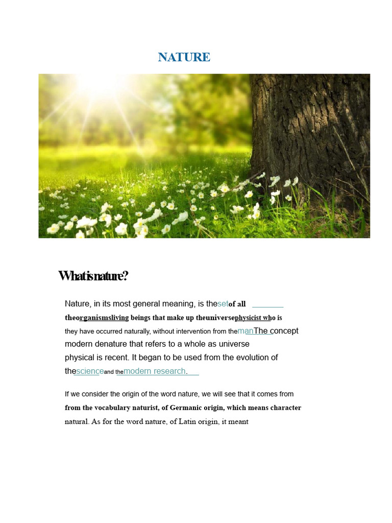 Understanding Nature and Its Impact | PDF