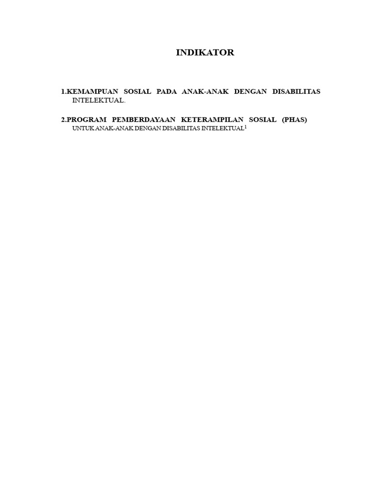 Keterampilan Sosial Anak Disabilitas Intelektual | PDF