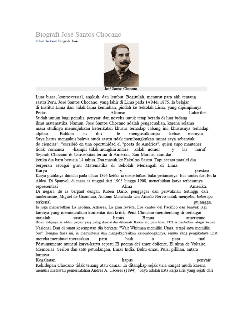 Biografi José Santos Chocano | PDF
