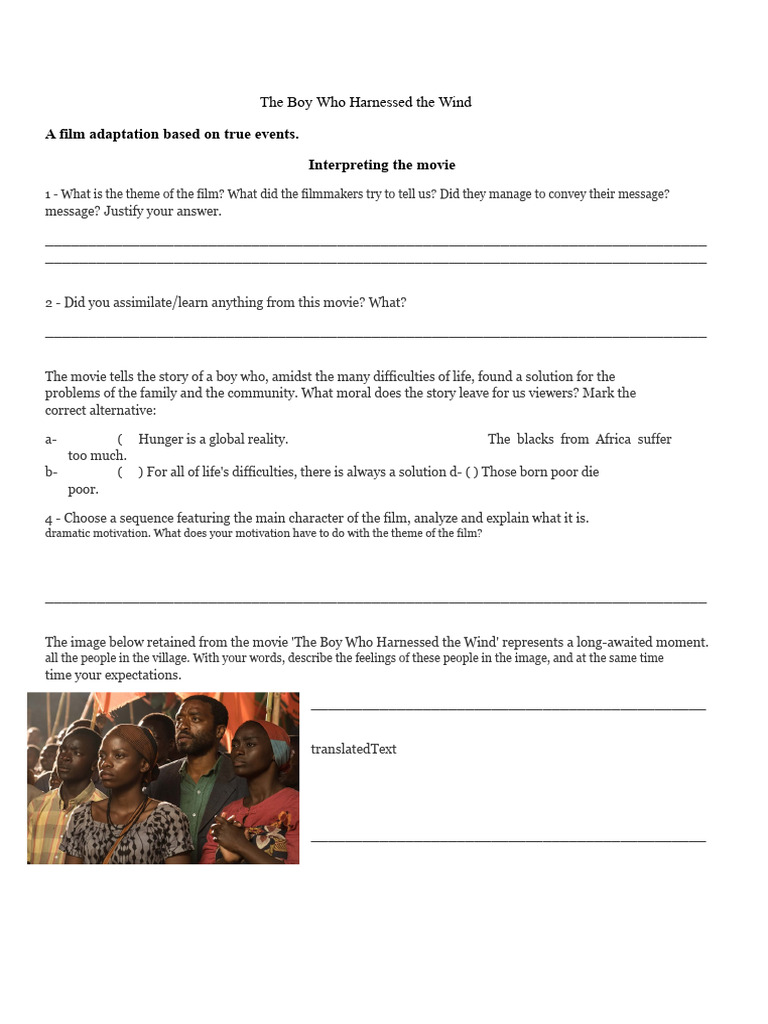 Activity of The Movie The Boy Who Harnessed The Wind | PDF