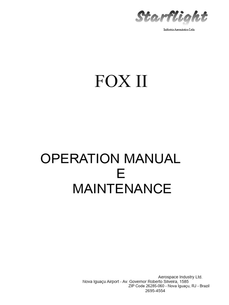 FOX II Aircraft Operation Manual | PDF | Takeoff | Aircraft