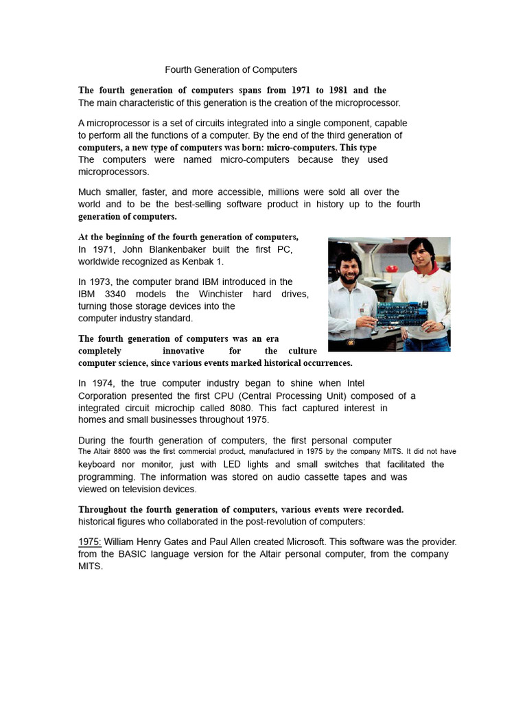 Fourth Generation of Computers | PDF | Microcomputers | Personal Computers