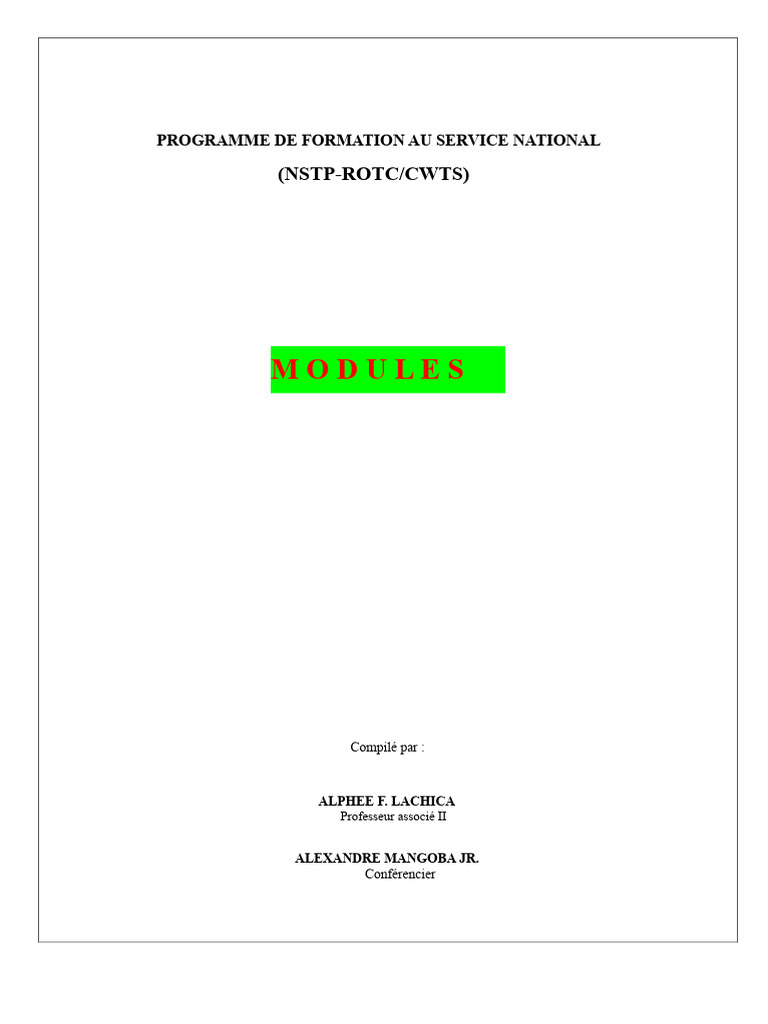 Formation au Service National : NSTP 2021 | PDF | Bénévolat