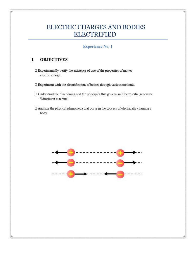 Report 1 - Physics 3 - Electric Charges and Electrified Bodies - Unmsm | PDF | Electric Charge ...
