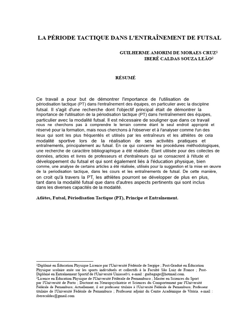 Périodisation Tactique en Futsal | PDF | Vert | Éducation physique