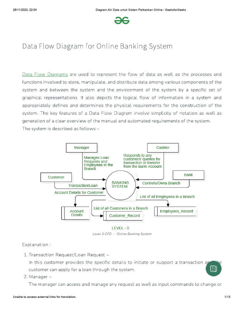 Diagram Alir Data Untuk Sistem Perbankan Online | PDF