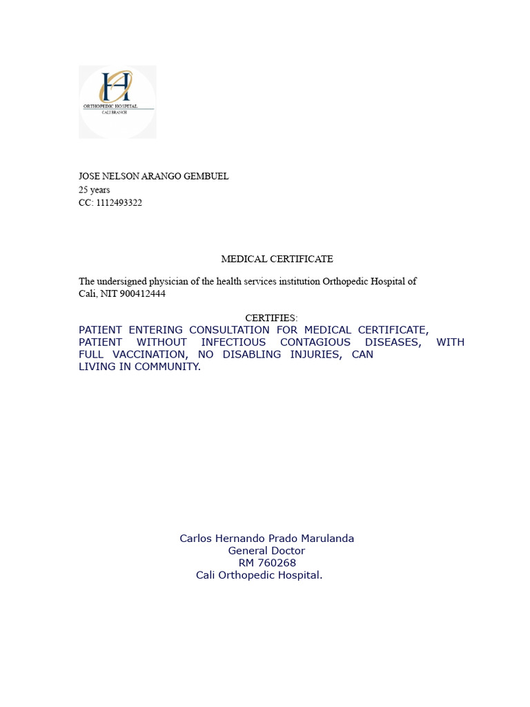 Certificate of Medical Attention For Victims of Traffic Accidents ...