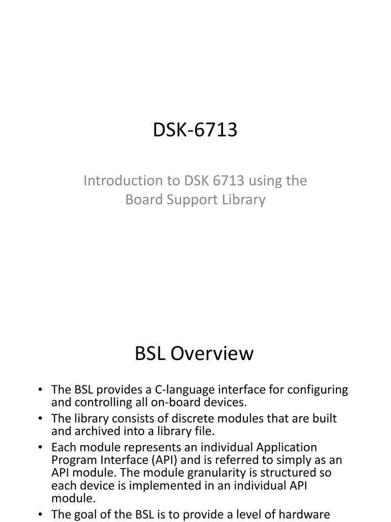 DSK 6713 BSL Overview and Usage Guide | PDF