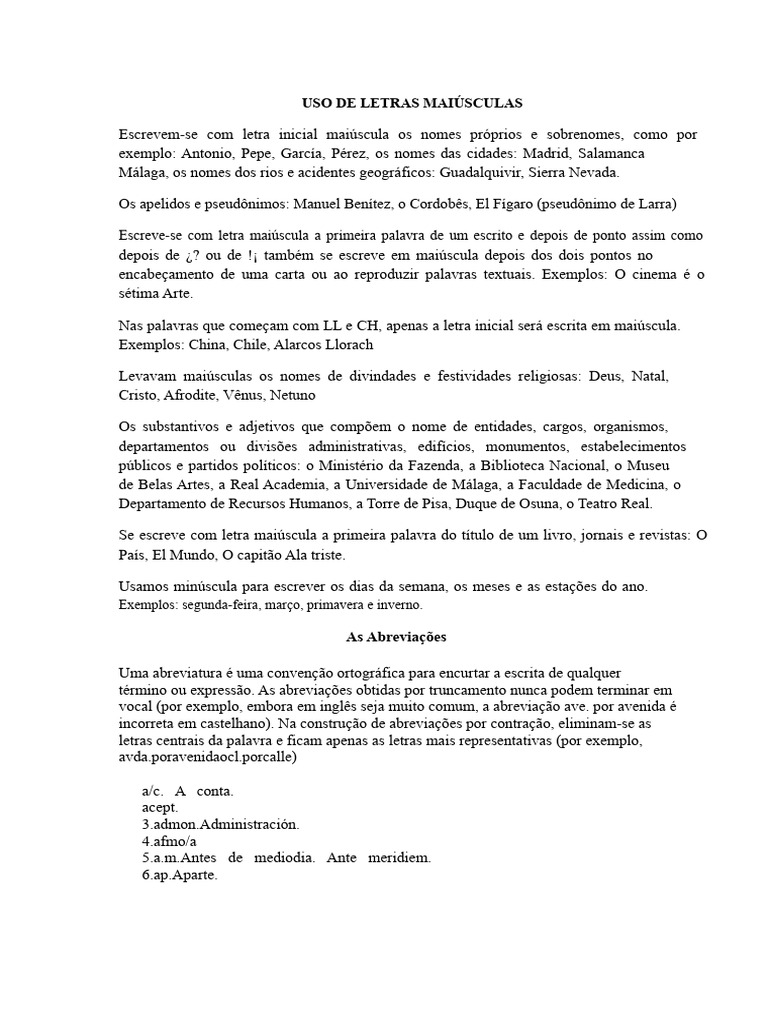 Uso Correto de Letras Maiúsculas e Abreviações | PDF | Caixa alta e ...