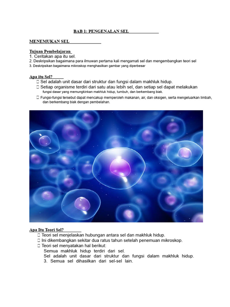 Menemukan Sel - Catatan Pelajaran Kelas 7 | PDF