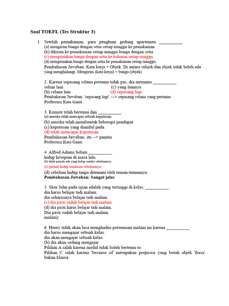 Soal TOEFL | PDF