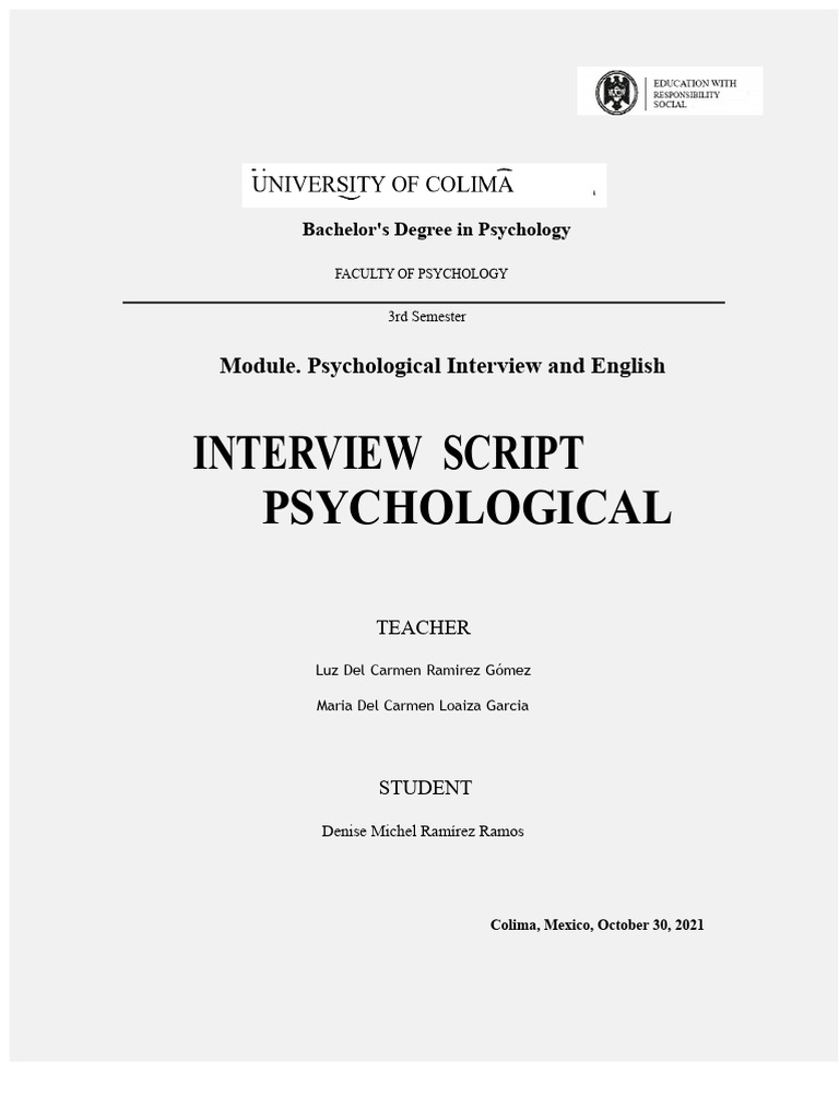 Psychological Interview Script | PDF | Psychology | Social Psychology