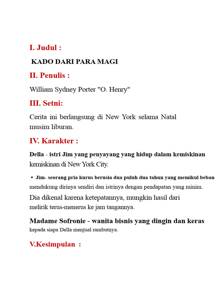 Hadiah Dari para Majus | PDF