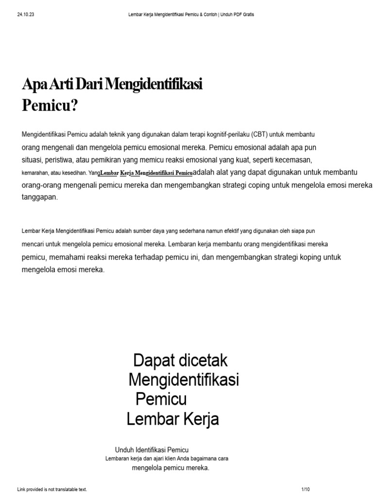 Lembar Kerja Identifikasi Pemicu Emosional | PDF