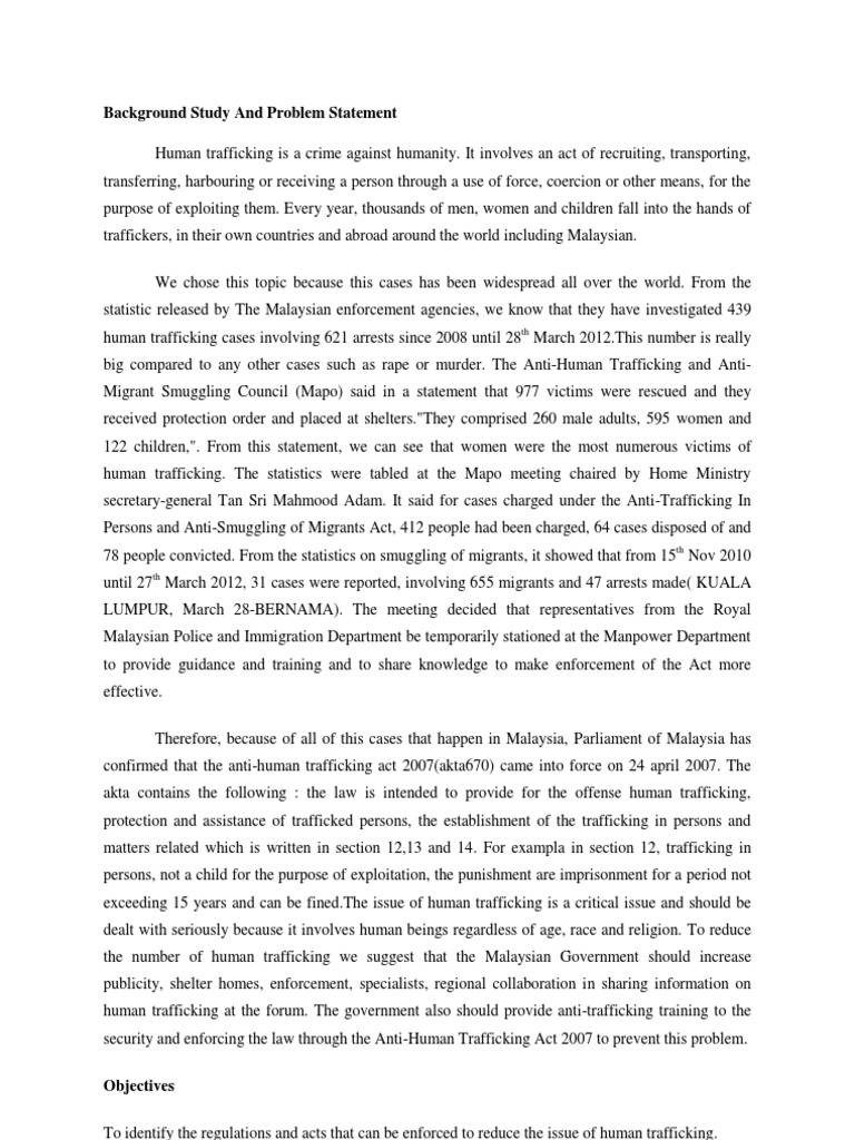 Background Study and Problem Statement-Human Trafficking | PDF | Human ...