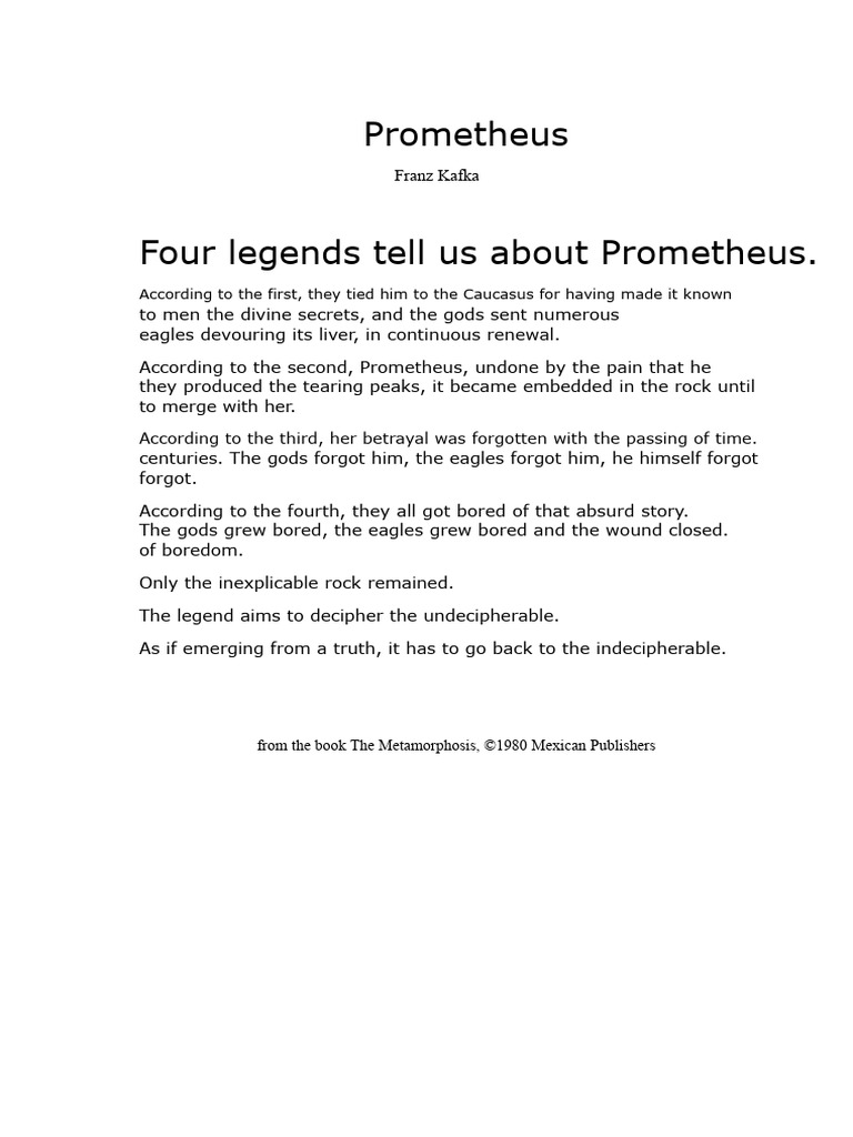 Kafka's Four Legends of Prometheus | PDF