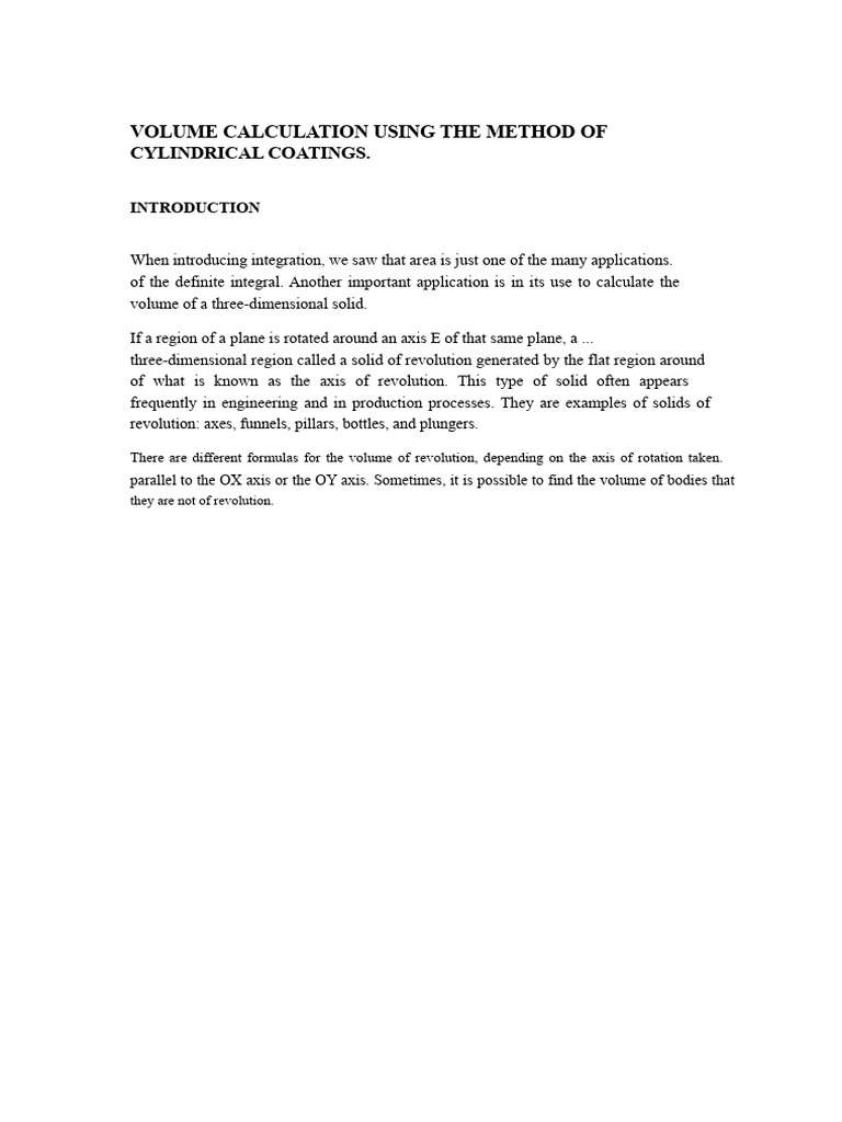 Calculation of Volumes Using The Method of Cylindrical Shells | PDF ...
