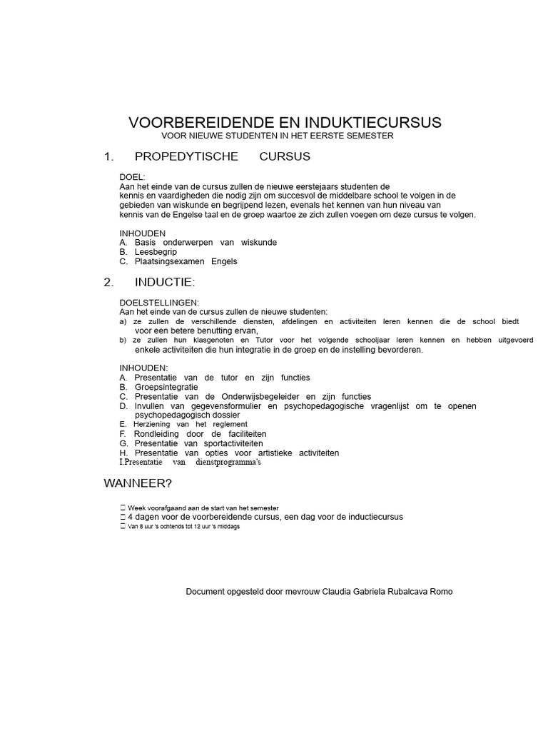 Propedeuse en Inleiding Cursus | PDF