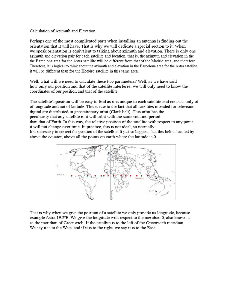 Calculation of Azimuth and Elevation | PDF | Azimuth | Latitude