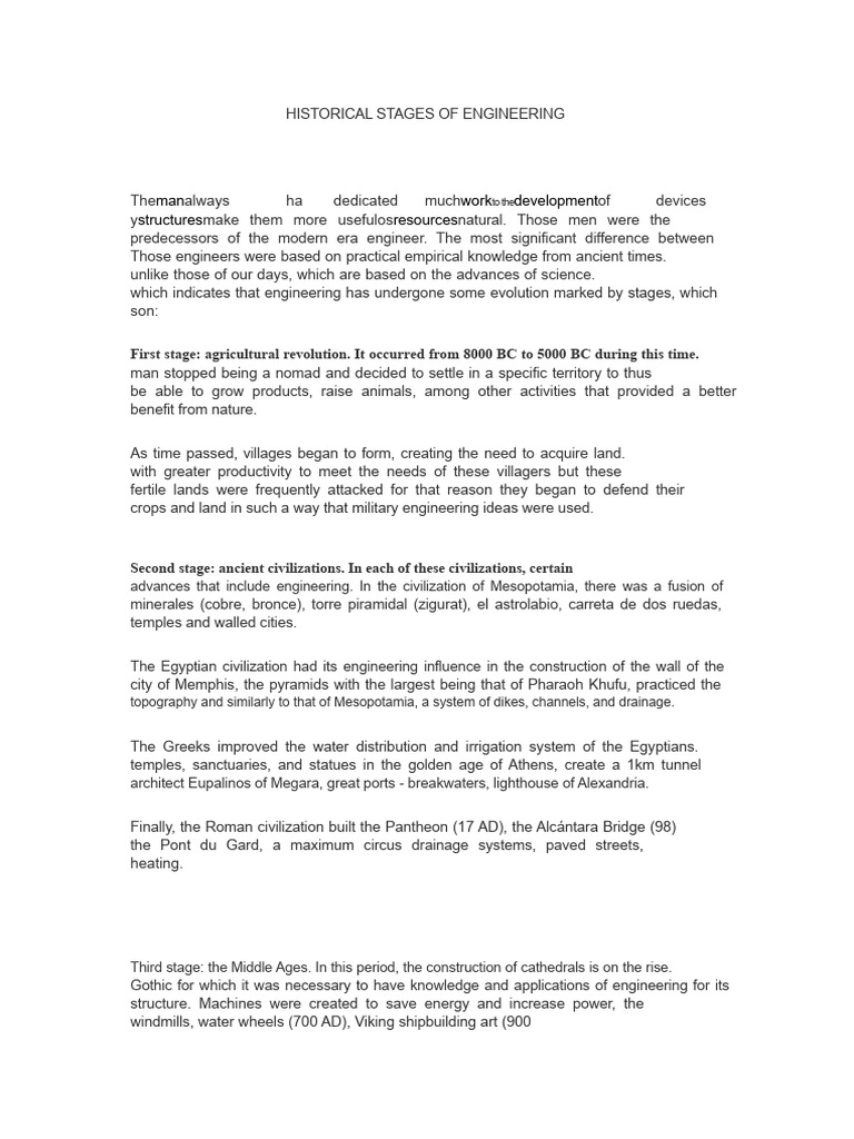 Historical Stages of Engineering | PDF | Engineering | Recruitment