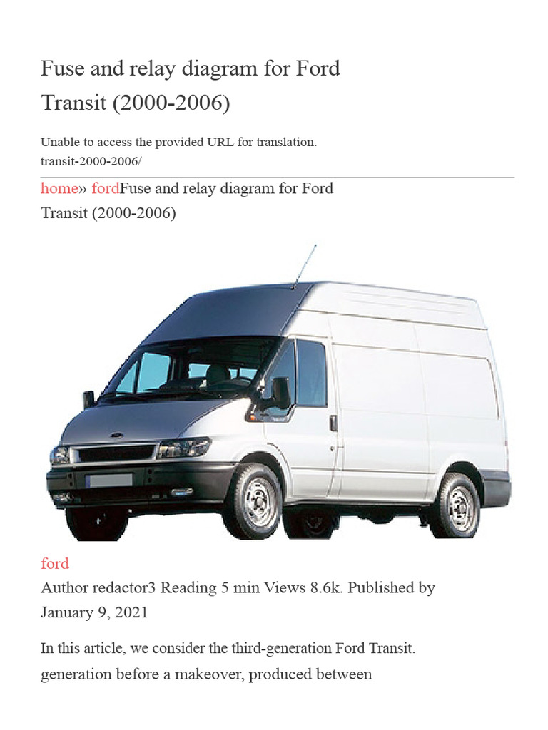 Fuse and Relay Diagram For Ford Transit (20 | PDF | Power Supply ...