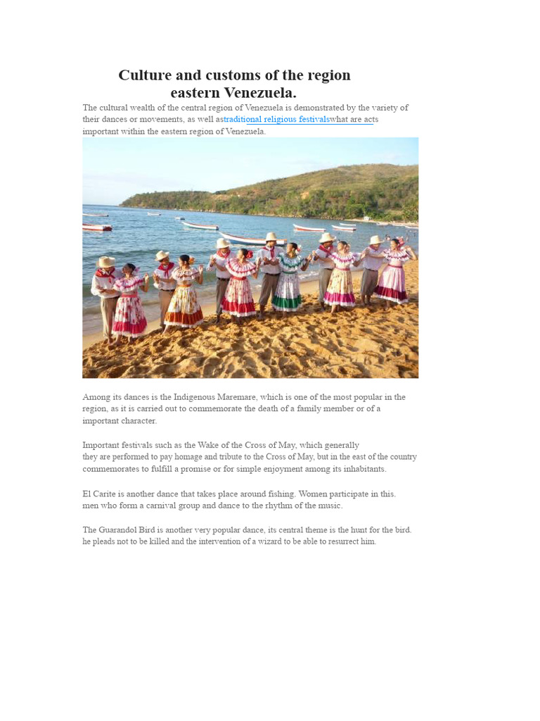 Culture and Customs of The Eastern Region of Venezuela | PDF | Cuisine ...