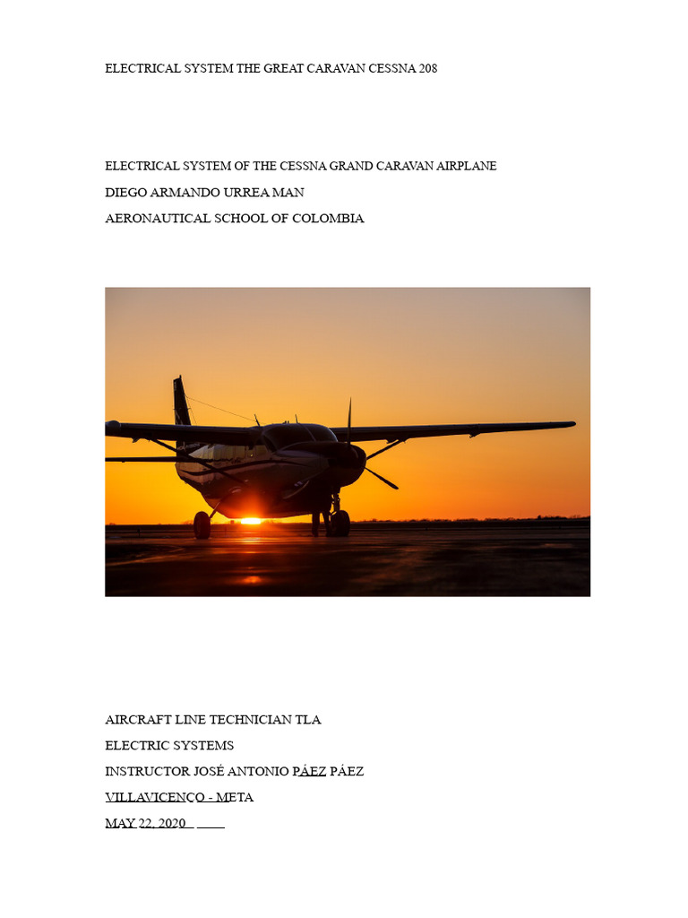 Electrical System of The Cessna Grand Caravan Airplane | PDF | Electric ...