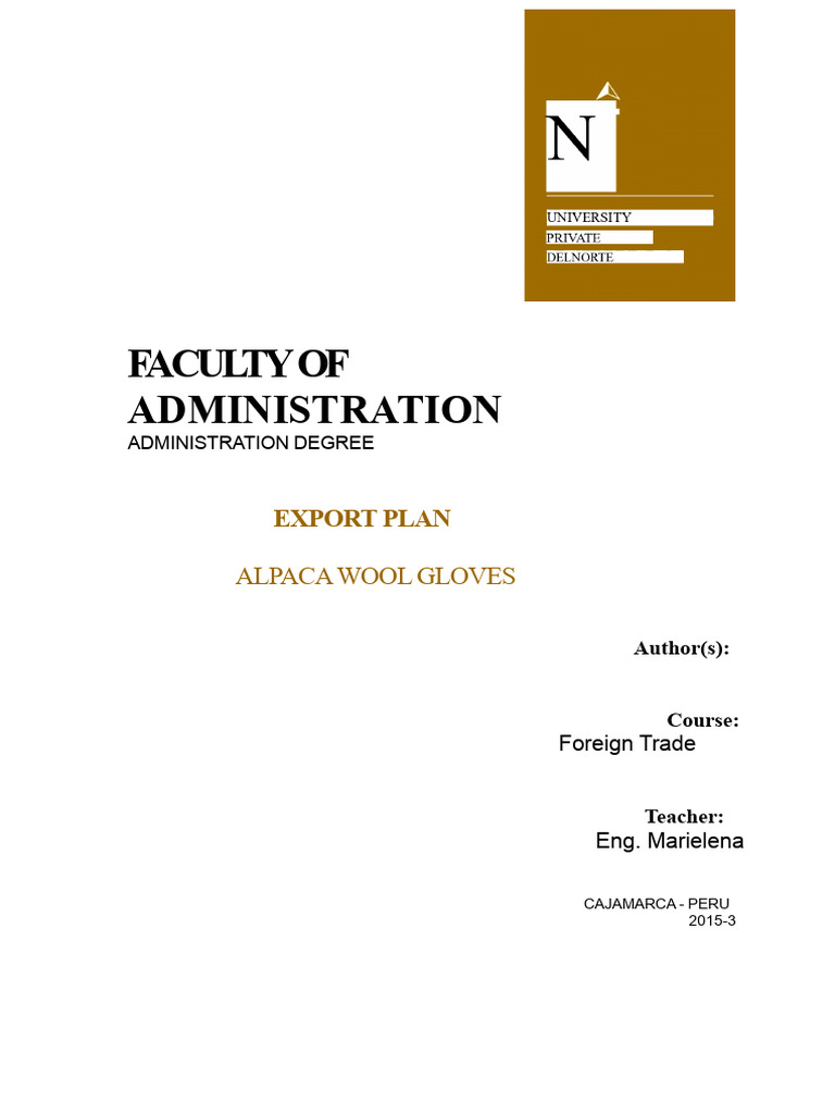 Alpaca Wool Export Plan | PDF | Textiles | Wool