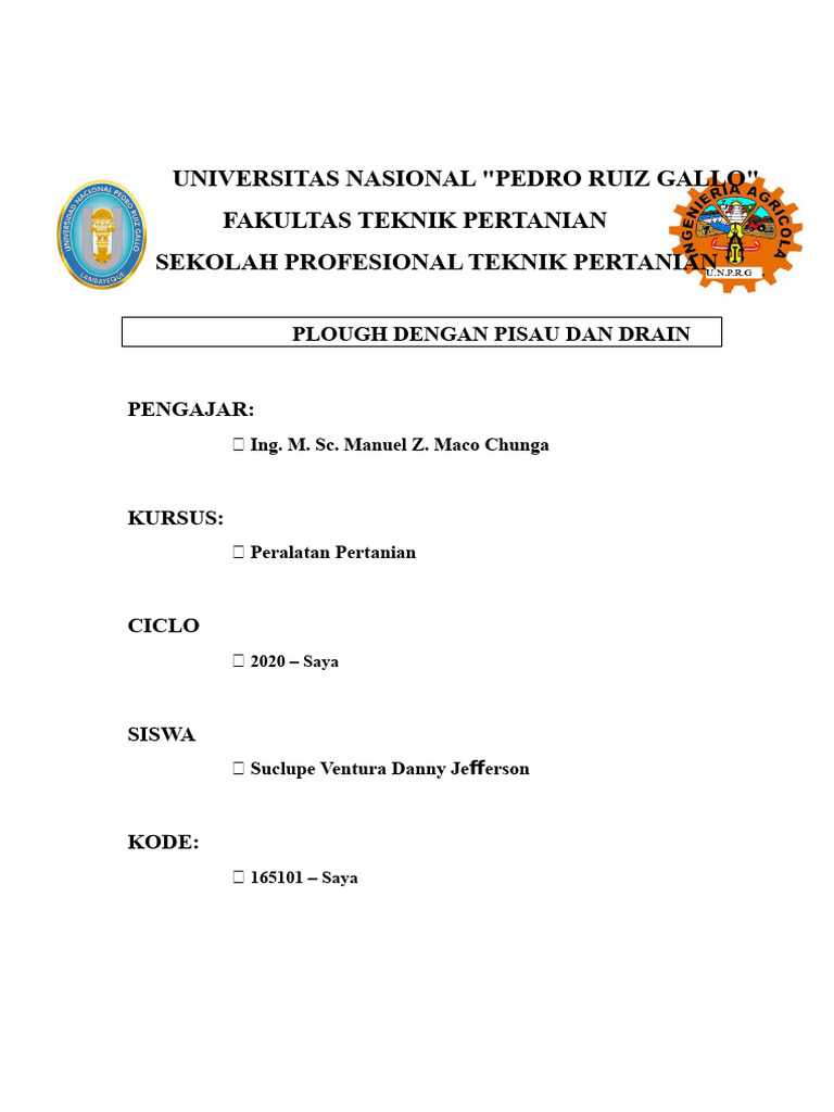 Plough Dengan Pisau Dan Pengalir | PDF