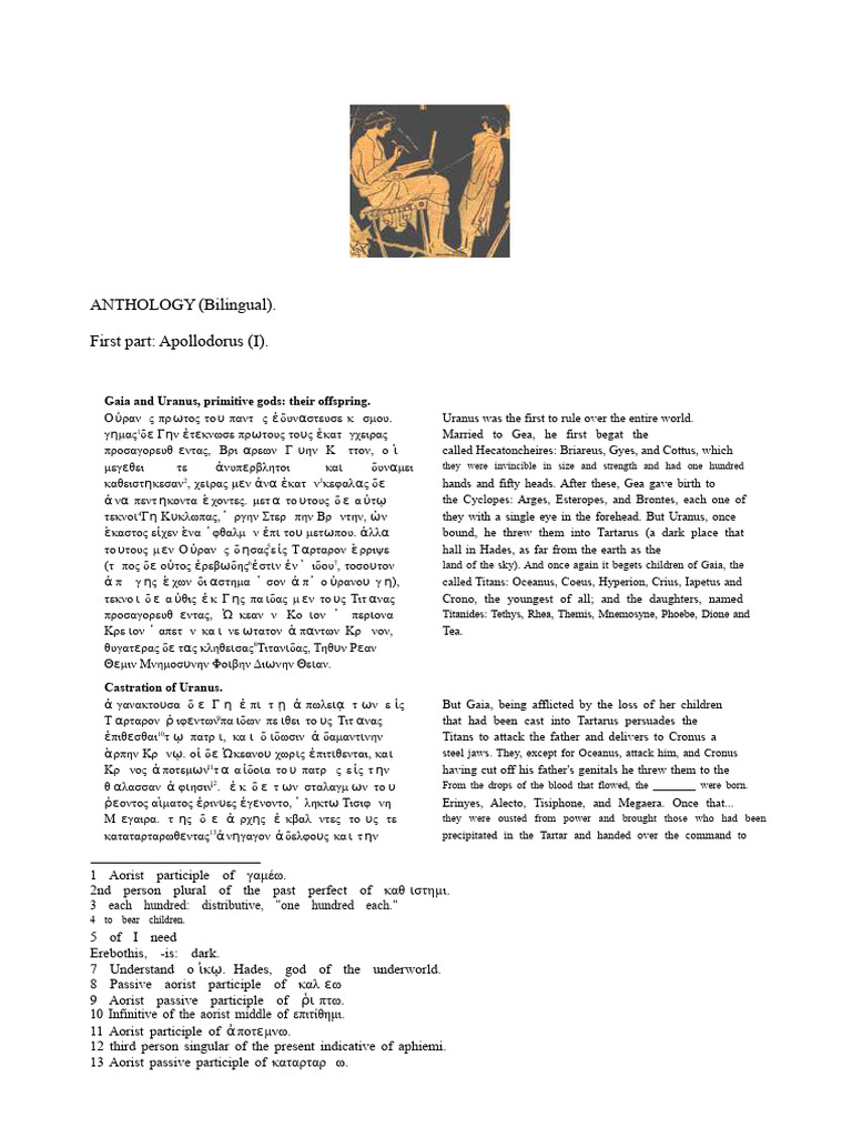 Bilingual Anthology Apolodoro | PDF | Greek Deities | Greek Mythology