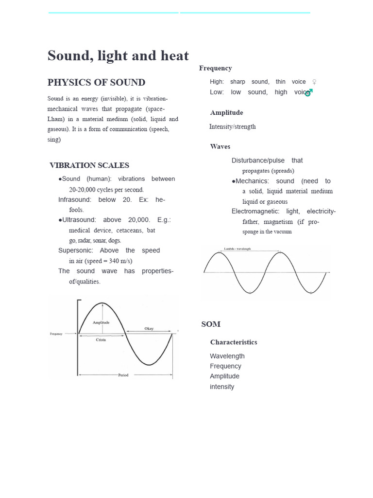 Summary - Sound, Light, and Heat | PDF | Sound | Light